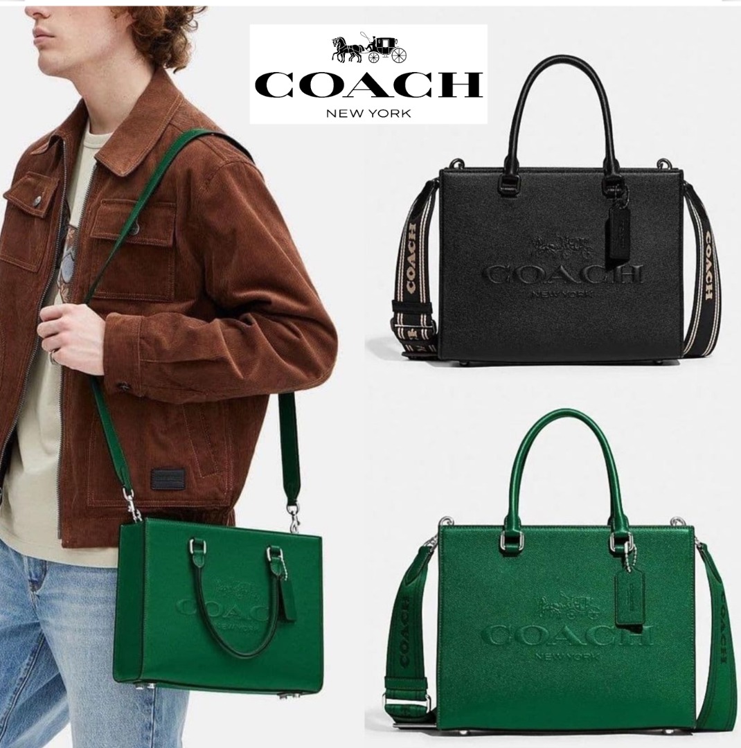 New Coach Original Classic Black / Green Collection TOTE WITH SIGNATURE ...