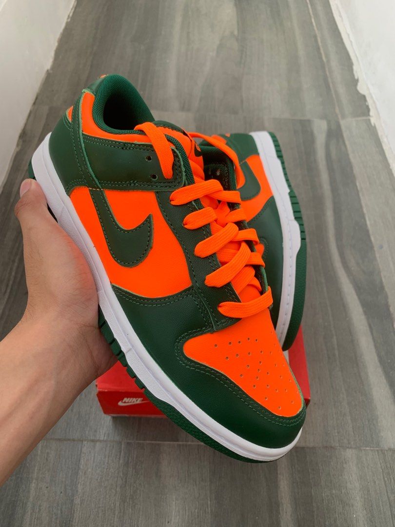 Nike Dunk Low Miami Hurricane, Men's Fashion, Footwear, Sneakers on ...
