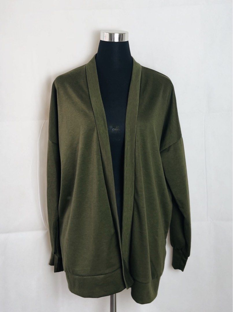 Olive Green Cardigan, Women's Fashion, Coats, Jackets and Outerwear on ...