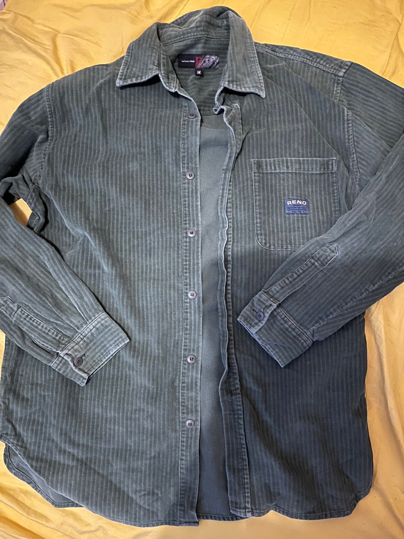 Olive green Reno corduroy long sleeve, Men's Fashion, Tops & Sets ...