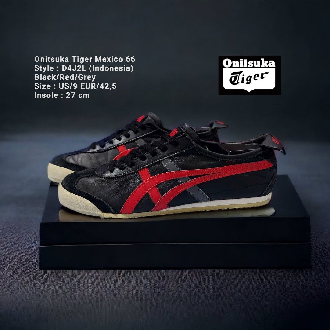 Sepatu Onitsuka Tiger Mexico 66 Red/Black/Grey Leather D4J2L size 42,5 ...