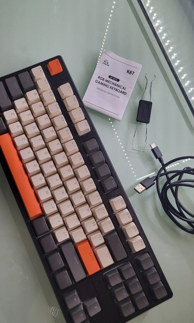 Original K87 Gaming Keyboard 87Keys RGB Type C-Wired Keyboard for PC ...