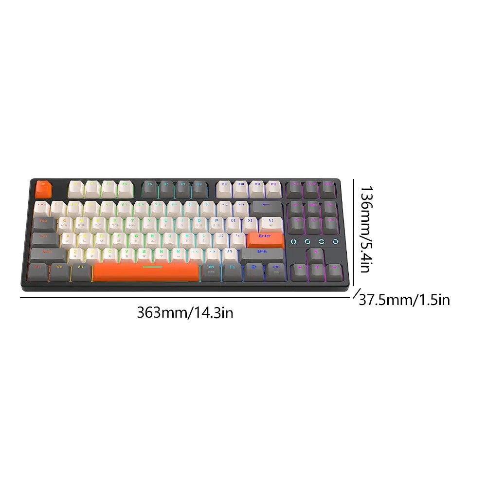 Original K87 Gaming Keyboard 87Keys RGB Type C-Wired Keyboard for PC ...