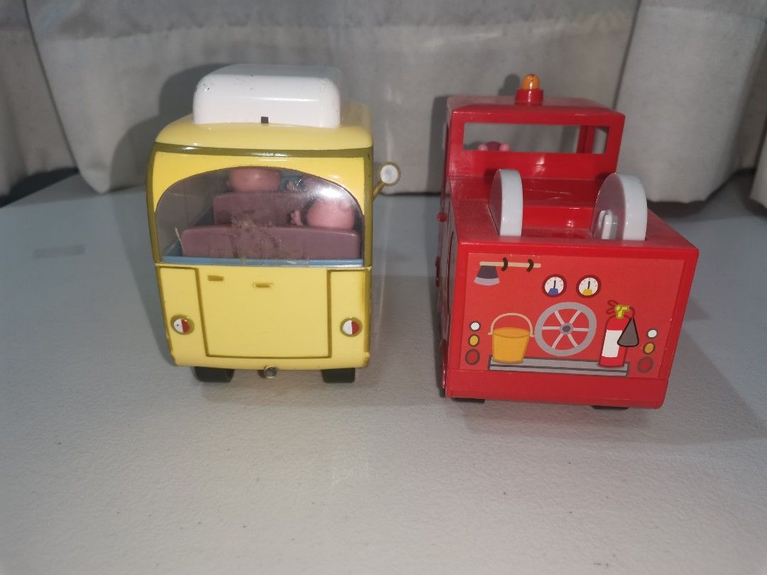 Peppa Pig bus and firetruck toy (original), sold as set, Babies & Kids ...