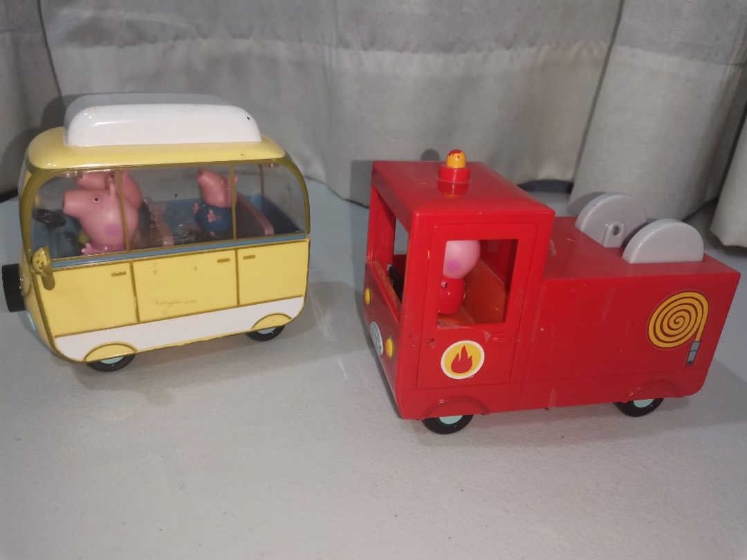 Peppa Pig bus and firetruck toy (original), sold as set, Babies & Kids ...