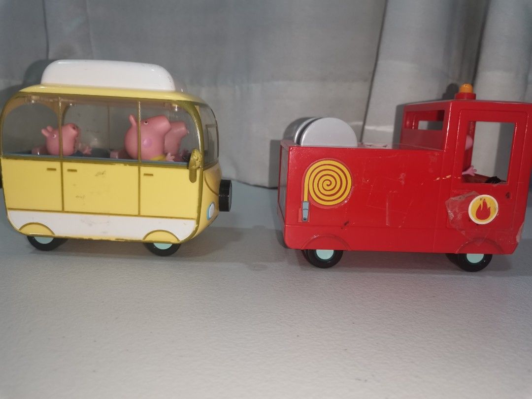 Peppa Pig bus and firetruck toy (original), sold as set, Babies & Kids ...