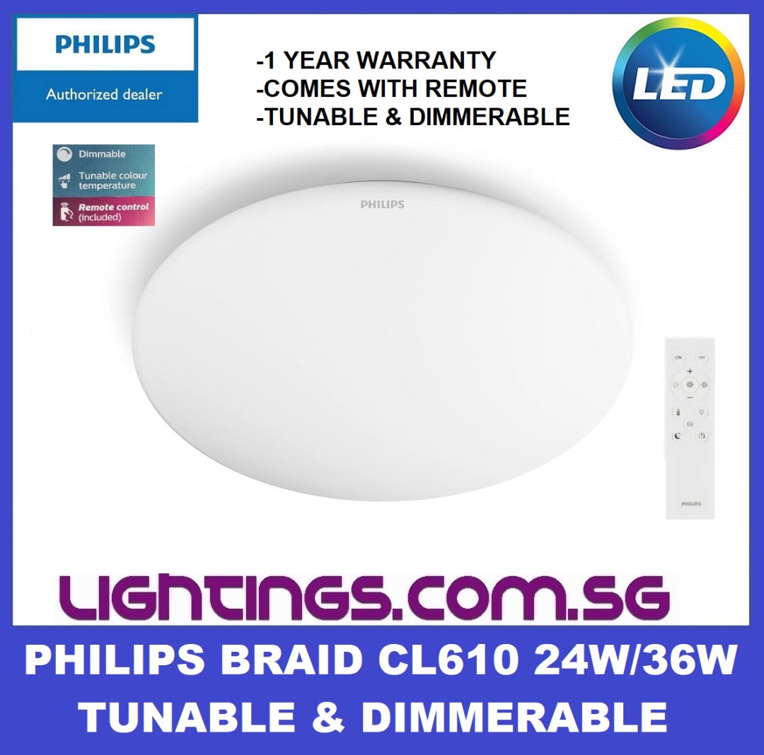Philips Braid CL610 24W / 36W LED Remote Tunable / Dimmable ceiling ...