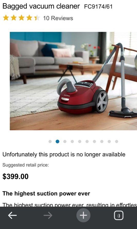 PHILIPS Performer Vacuum Cleaner With Bag 2200W 500W Suction Power , TV ...