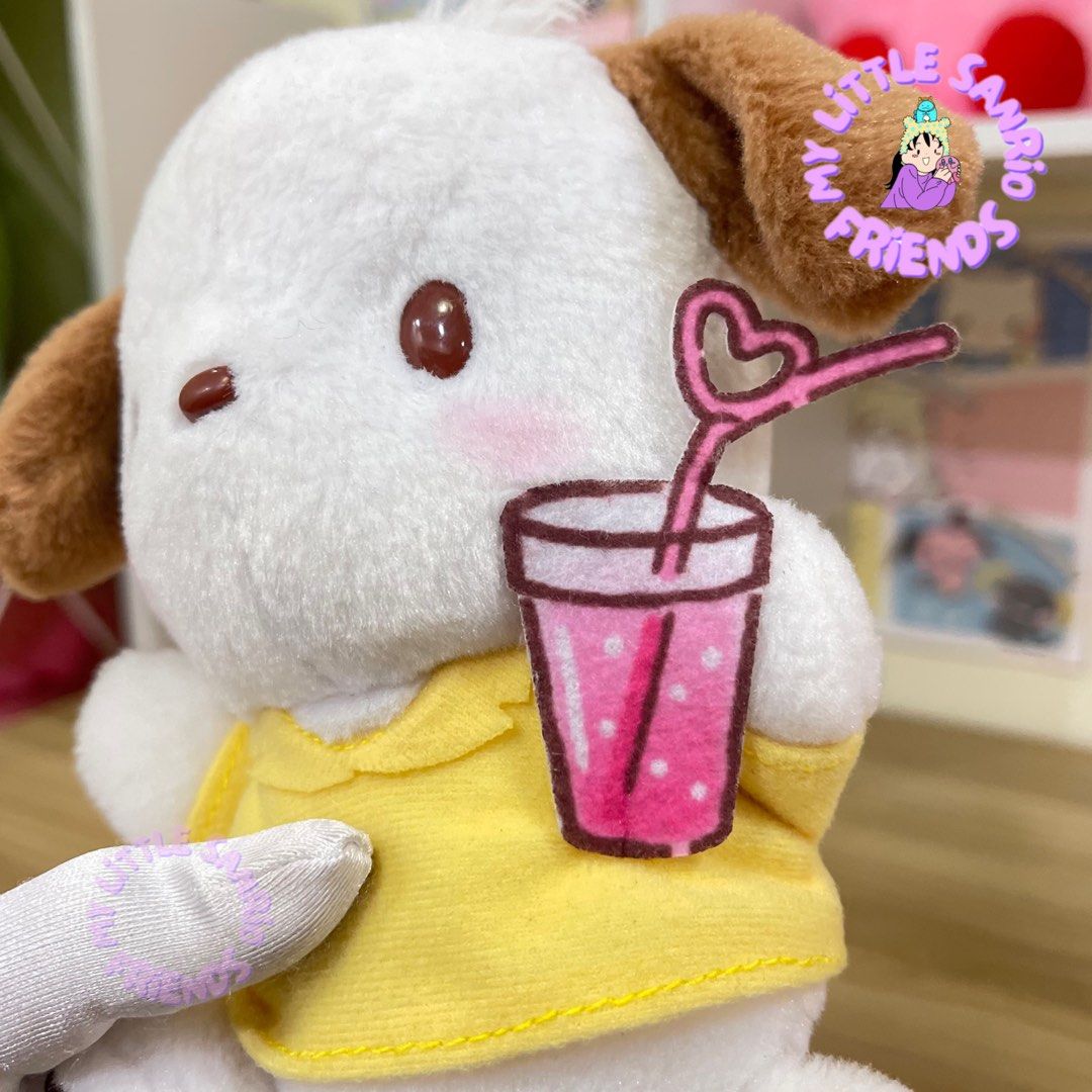 Pochacco With Drink Sanrio Plush, Hobbies & Toys, Toys & Games on Carousell