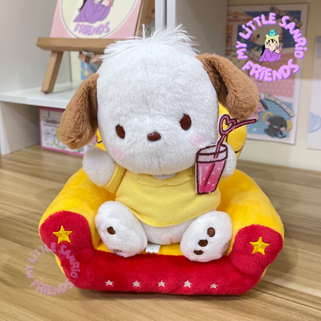 Pochacco With Drink Sanrio Plush, Hobbies & Toys, Toys & Games on Carousell