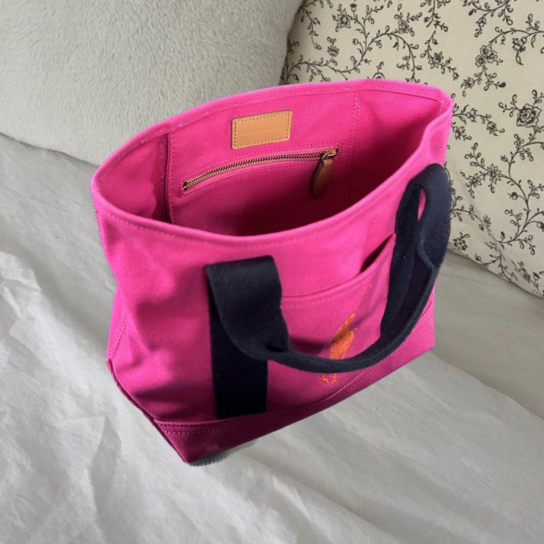 Polo Ralph Lauren Tote Bag in HOT PINK, Women's Fashion, Bags & Wallets ...