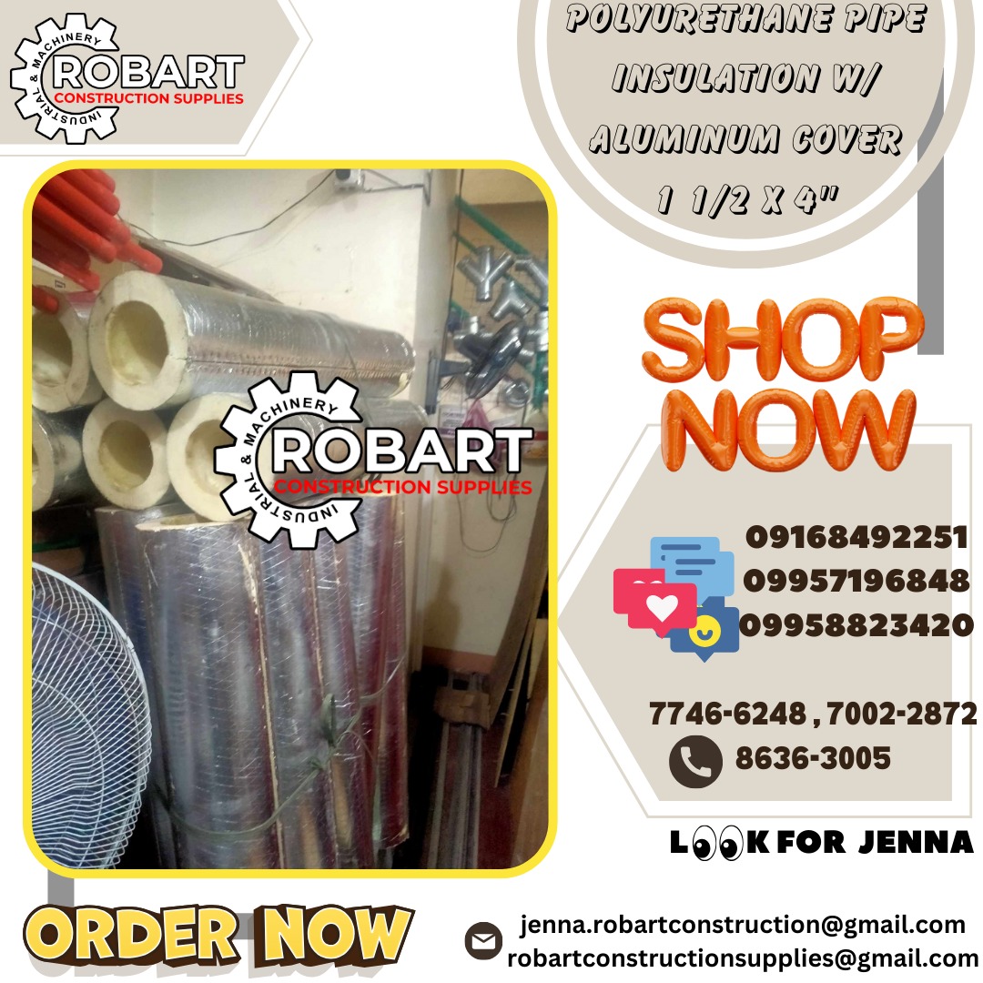 polyurethane pipe insulation w/ aluminum cover 1 1/2 x 4", Commercial ...