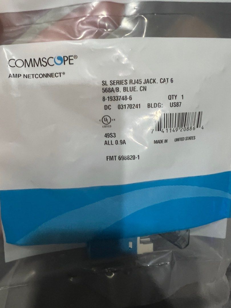 RJ45 Jack Cat 6 Blue COMMSCOPE Sealed, Computers & Tech, Parts ...