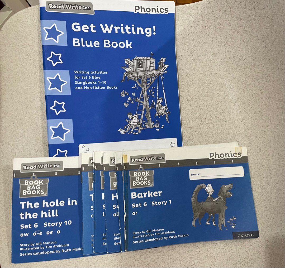 RWI Blue books 1-10 and writing book, 興趣及遊戲, 書本 & 文具, 教科書 - Carousell