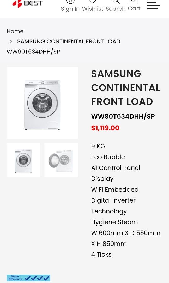 Samsung 9kg front load Washing Machine washer inverter 4ticks warranty ...