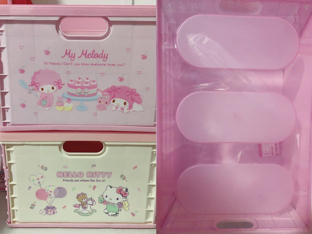 Sanrio character storage box Kuromi melody hello kitty, Hobbies & Toys ...