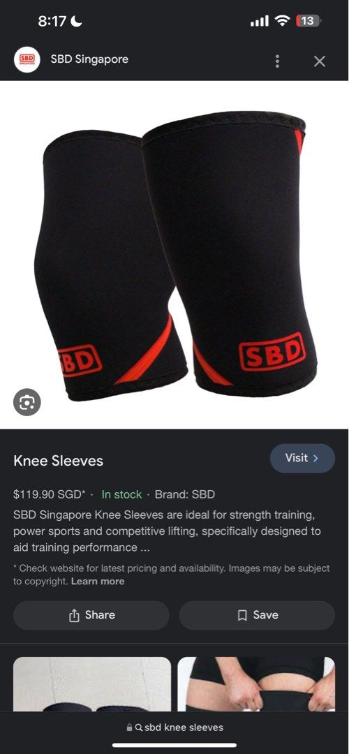 SBD KNEE SLEEVES (S SIZE), Health & Nutrition, Braces, Support ...