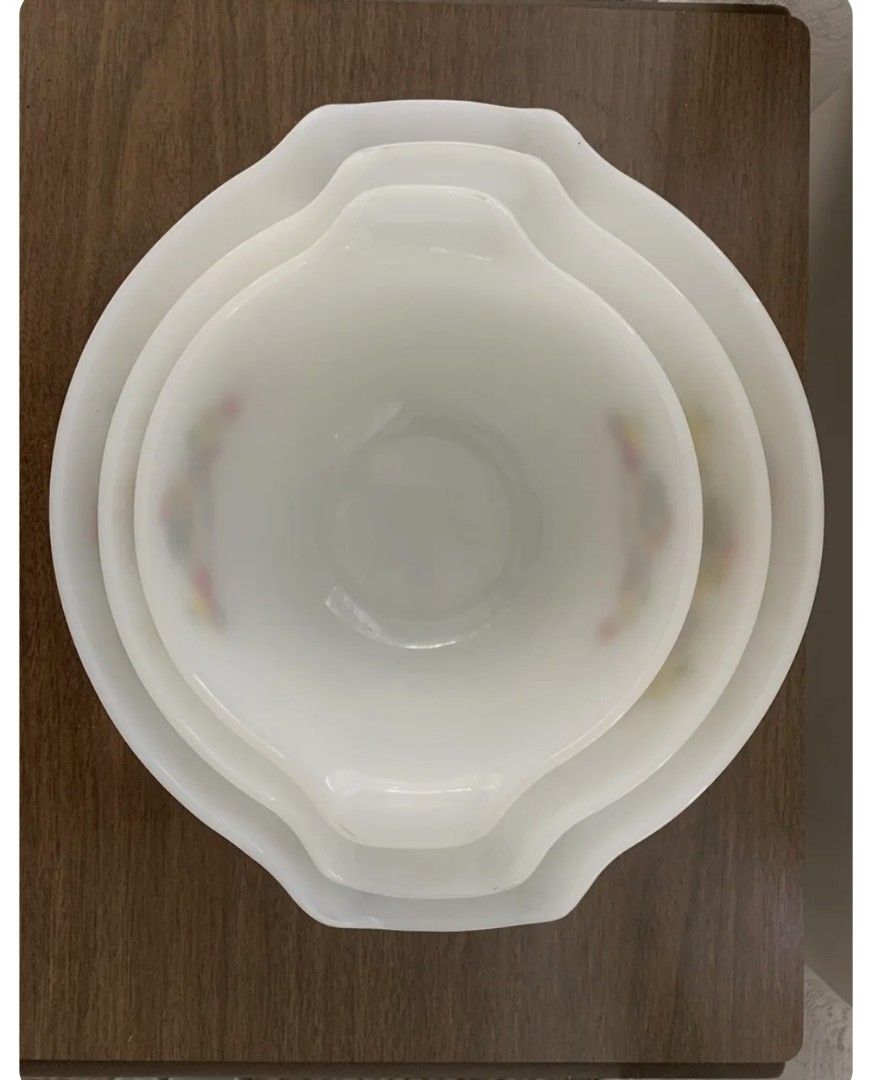 Set of 3 Vintage Chanticleer Anchor Hocking Fire King Rooster Nesting ...