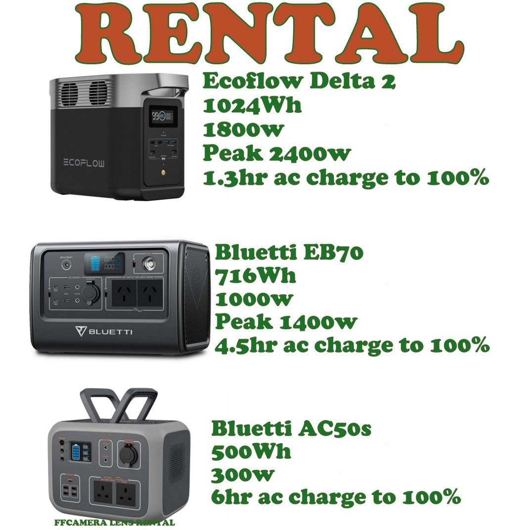 Sewa power station, solar generator Bluetti AC50s, EB70, Ecoflow Delta ...