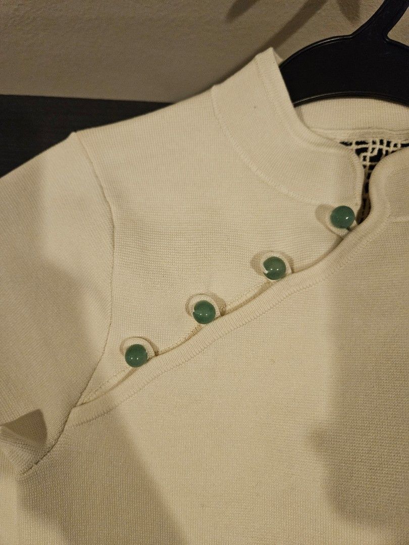 Shanghai Tang White Knit Jersey Cheongsam Like Ong Shunmugam Lai Chan ...