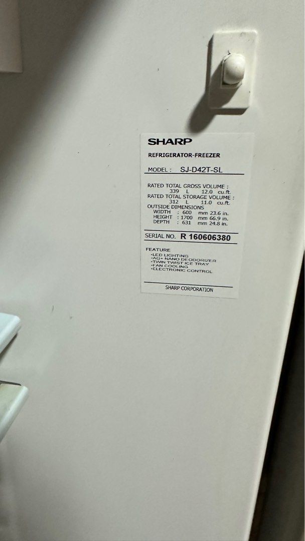 SHARP REFRIGERATOR, TV & Home Appliances, Kitchen Appliances ...