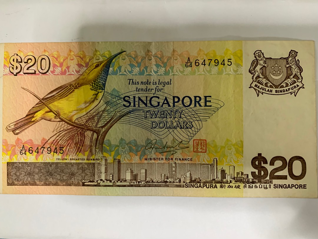 Singapore Bird Series $20 Note, Hobbies & Toys, Memorabilia & Collectibles, Currency on Carousell