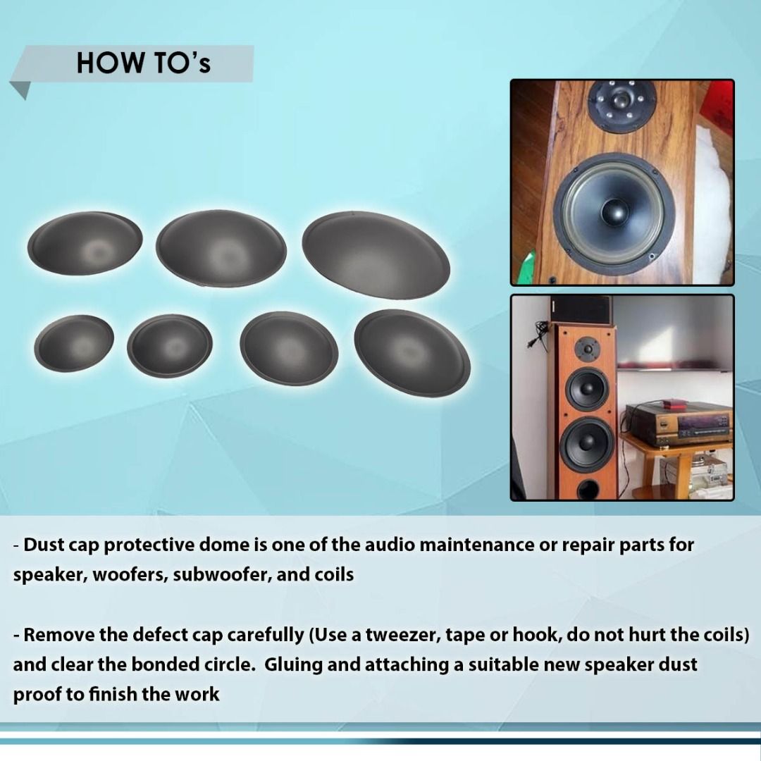 SPEAKER DUST CAP (1-PC per ORDER), SUBWOOFER PAPER DOME COIL COVER CAPS ...