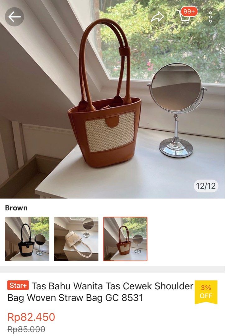 TAS RAJUT COKLAT / TAS PANTAI, Fesyen Wanita, Tas & Dompet di Carousell