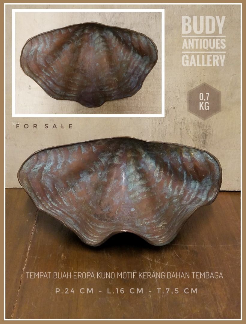 Tempat Buah Tembaga Kuno Eropa Bentuk Kerang, Antik, Pajangan di Carousell