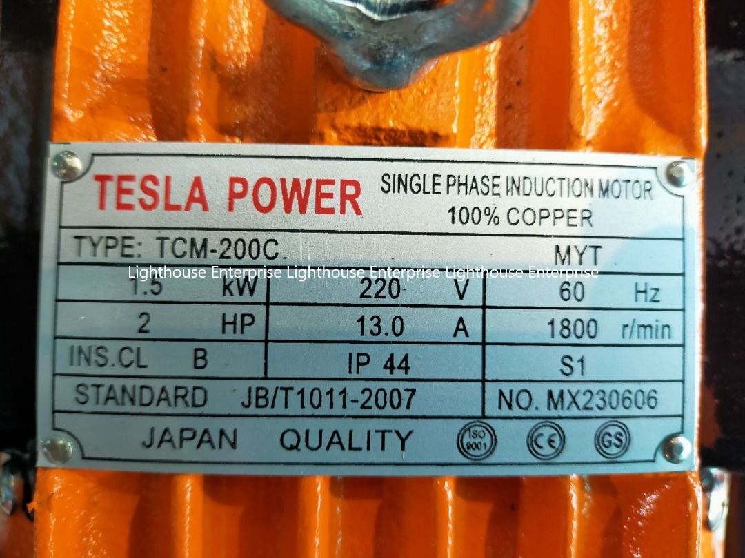 TESLA POWER Single Phase Induction Motor 2hp (YC-100L-4-C/TCM-200-C ...