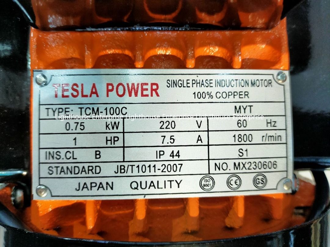 TESLA POWER Single Phase Induction Motor 1hp (TCM-100-C), Commercial ...