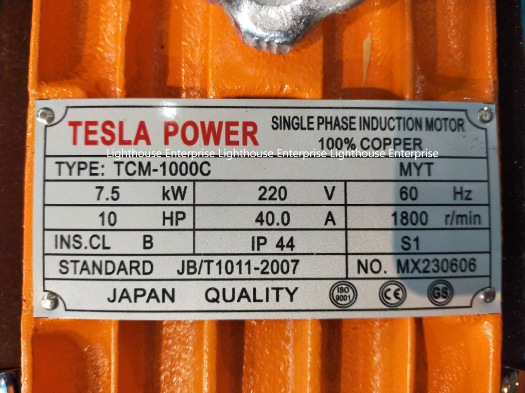 TESLA POWER Single Phase Induction Motor 10HP (TCM-1000-C) - 100% ...