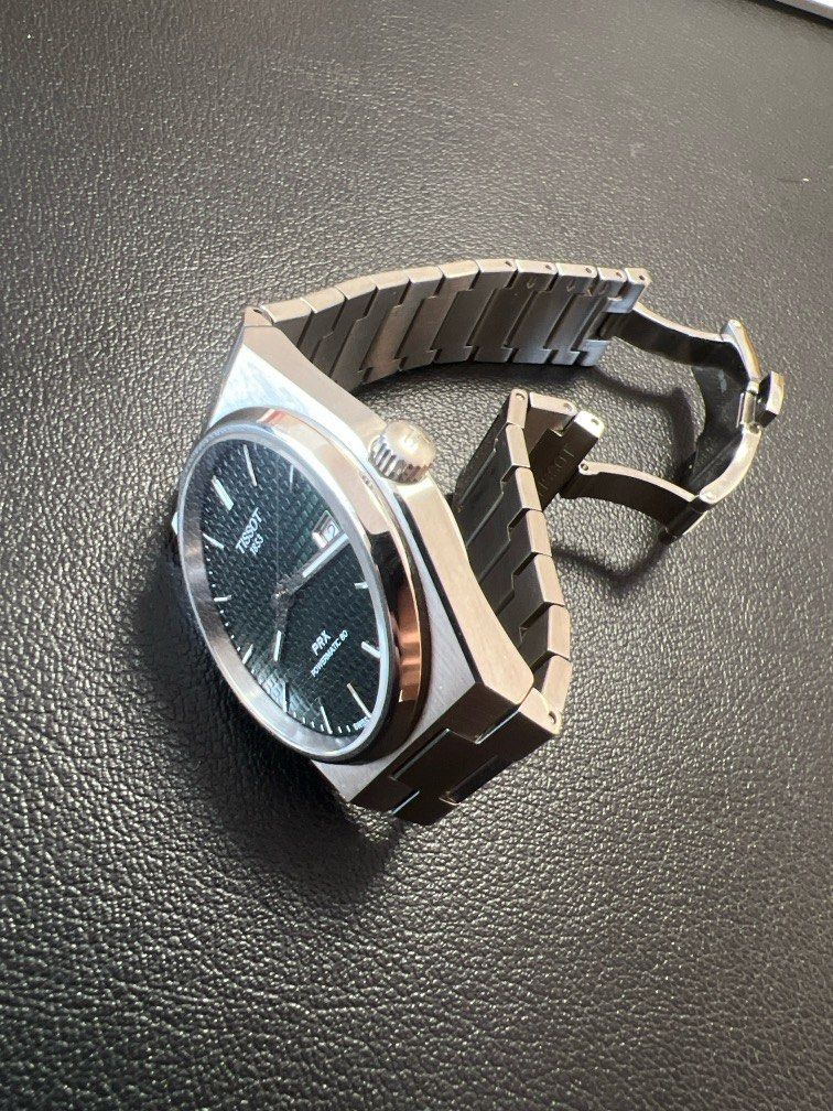 Tissot PRX AUTO GREEN DIAL, 名牌, 手錶 - Carousell