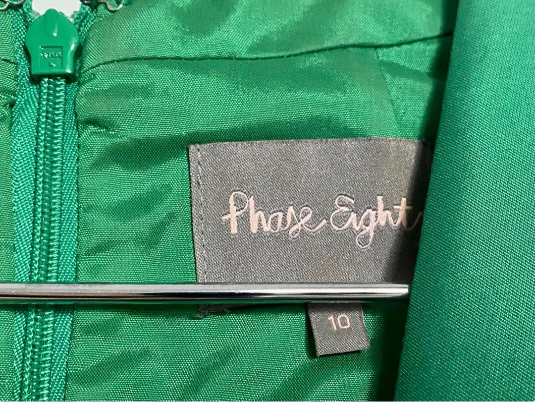 UK10 PHASE EIGHT emerald green A-line fit and flare satin type dress ...