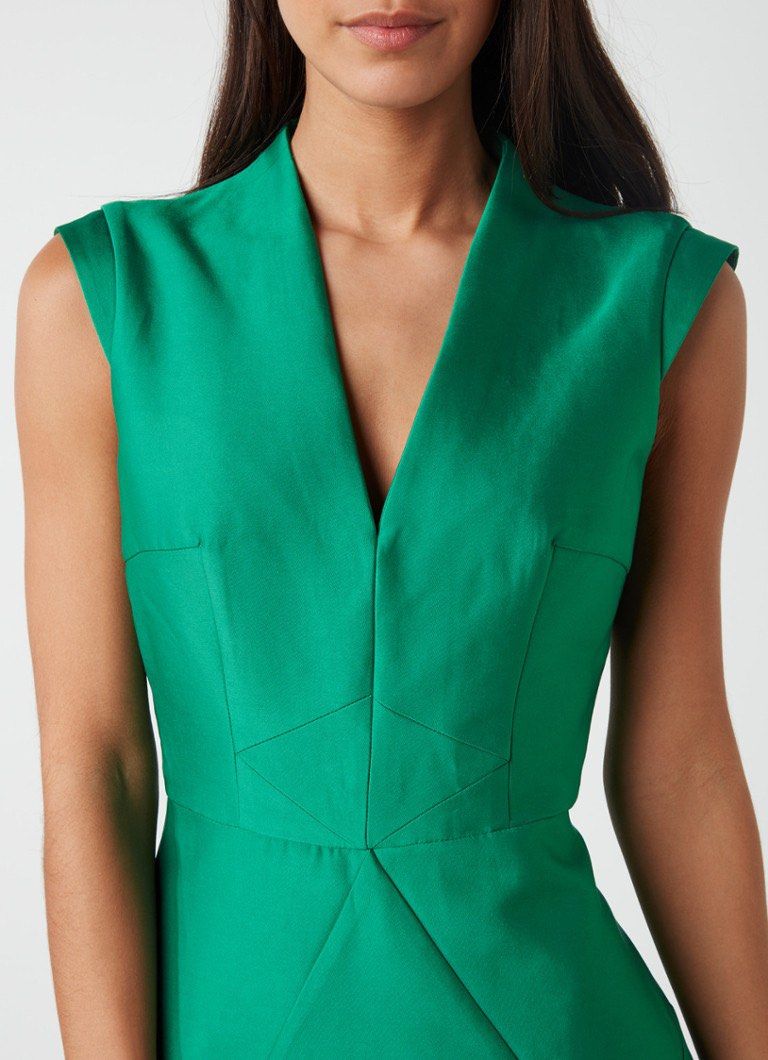 UK10 PHASE EIGHT emerald green A-line fit and flare satin type dress ...