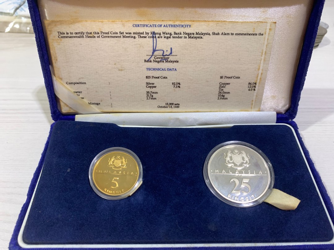 UNC 1989 RM5 & RM25 Proof/Peruf Coins/Syiling Ringgit 1980s. Rare ...