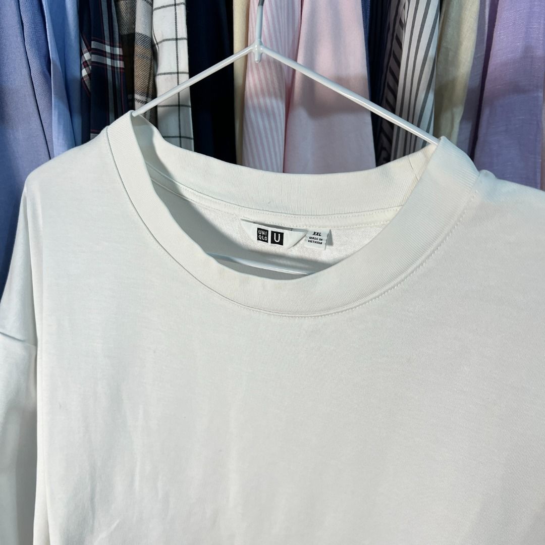 Uniqlo U AIRism Oversized Crew Neck T-Shirt White, Men's Fashion, Tops & Sets, Tshirts & Polo ...