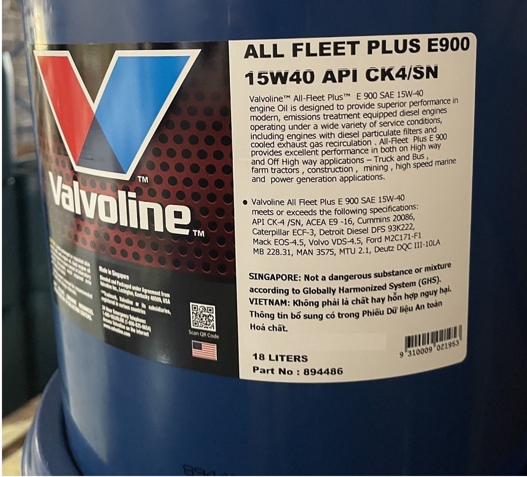 Valvoline Engine Oil-15W40 CK-4 18 Litre Litre All Fleet Plus E900 (VV894486), Car Accessories ...