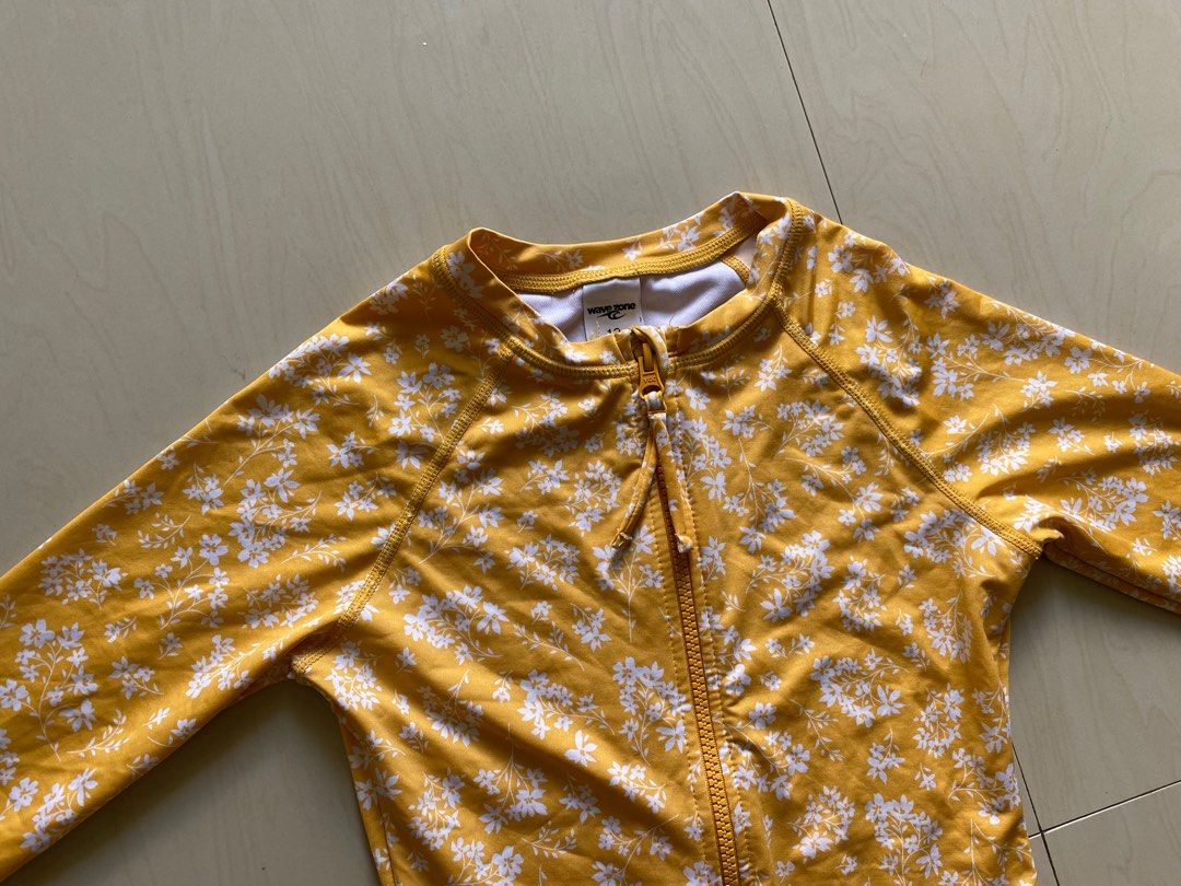 Wave Zone Floral One-piece Rash guard swimsuit, Women's Fashion ...