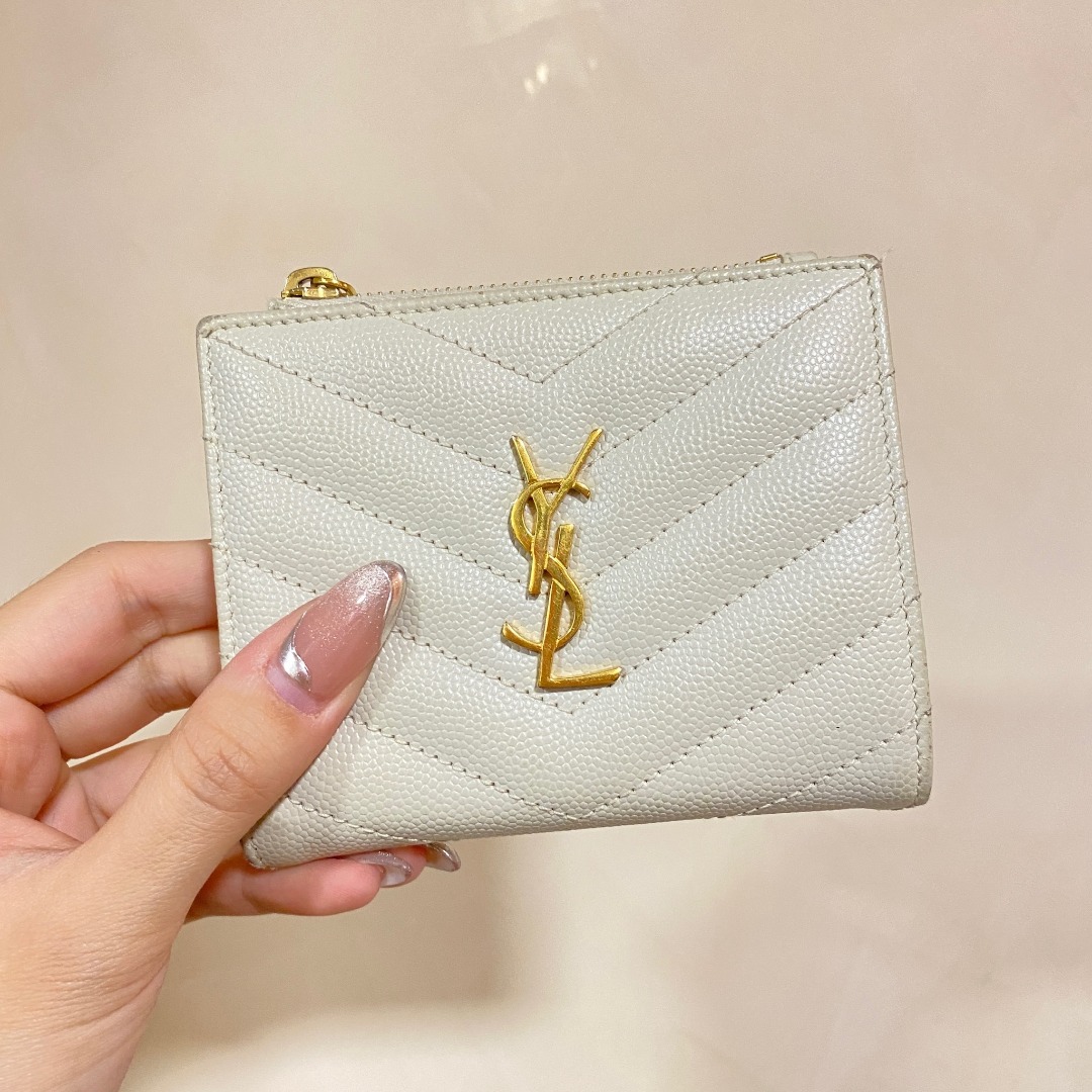 YSL cardholder in grey and gold hardware, Luxury, Bags & Wallets on ...