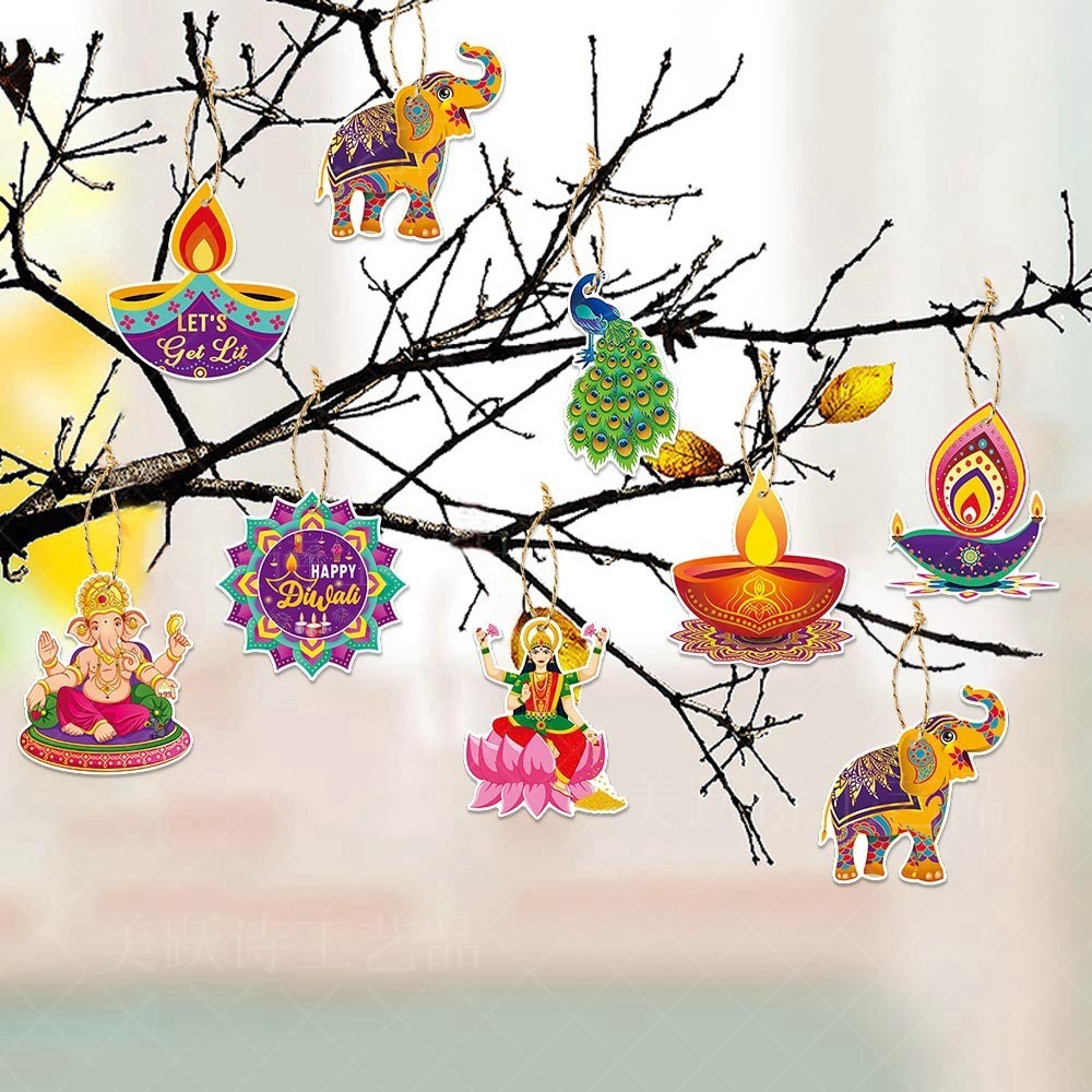 8pcs set Diwali cutout Decorations, Deepavali Diya Party Decoration ...