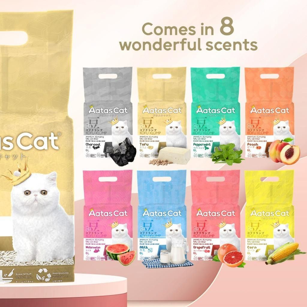 Aatas Cat Kofu Klump Cat Litter (6 liters) Clumping Tofu Cat Litter ...