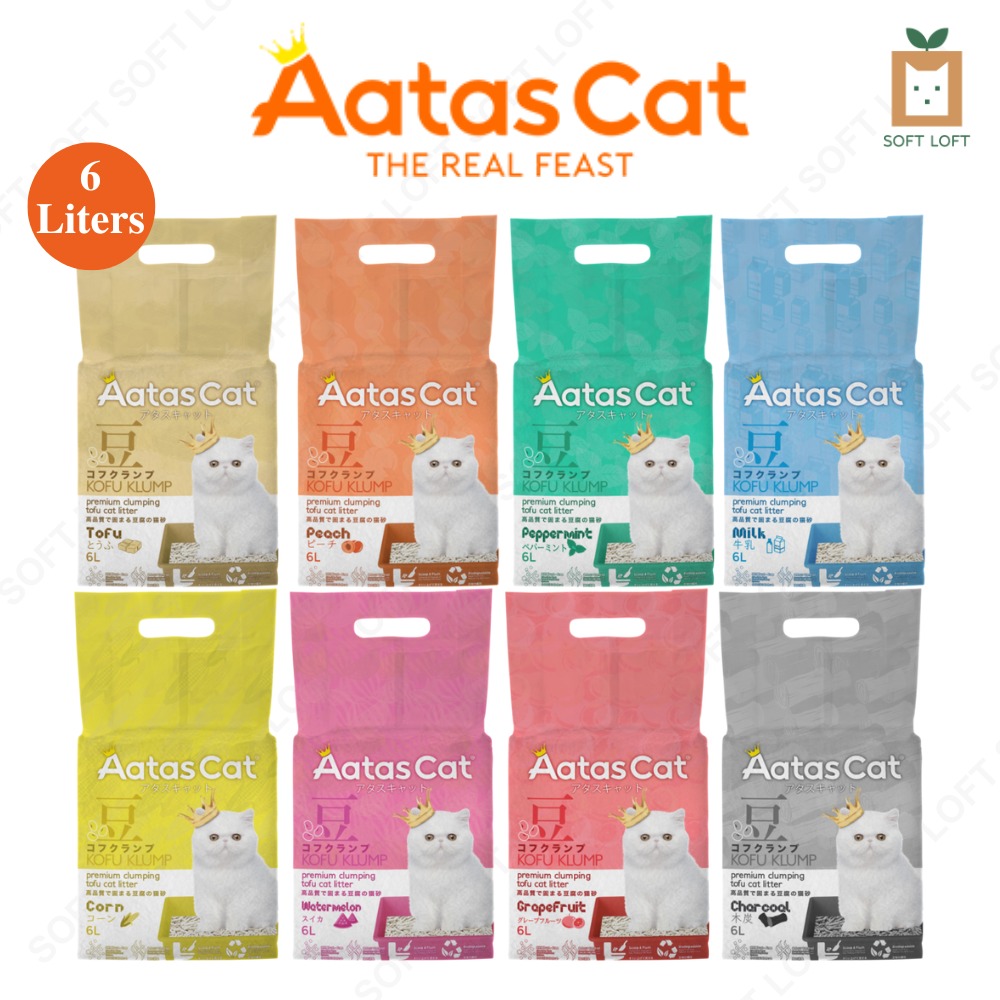 Aatas Cat Kofu Klump Cat Litter (6 liters) Clumping Tofu Cat Litter ...