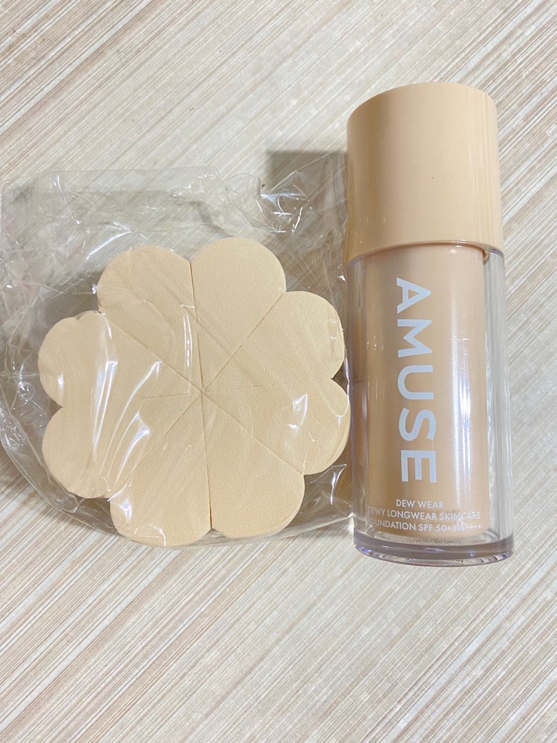 Amuse dew wear foundation with daisy puff in 02 Healthy, Beauty ...