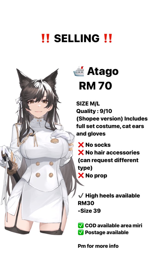 Atago costume, Hobbies & Toys, Collectibles & Memorabilia, J-pop on ...
