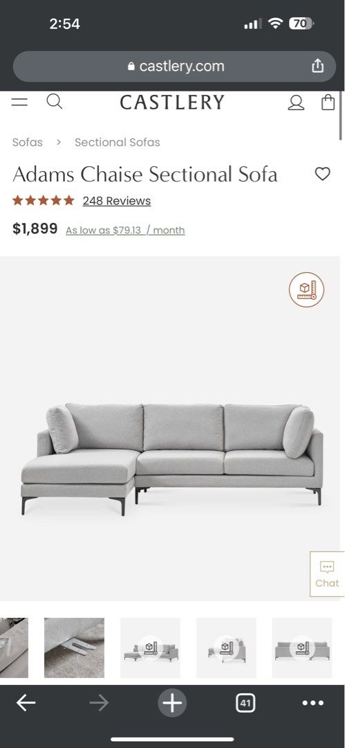Castlery Adams Sofa - full set with arm chair and ottoman, Furniture ...