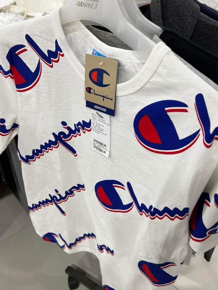 Champion Big Multi Logo in White, Men's Fashion, Tops & Sets, Tshirts ...