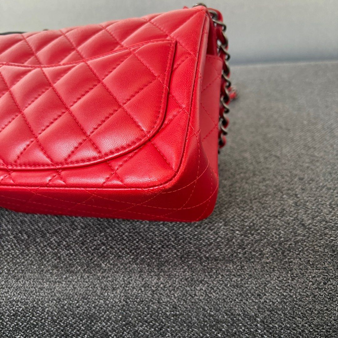 Chanel Mini Square Flap Lambskin Red / Rhw, Luxury, Bags & Wallets on ...