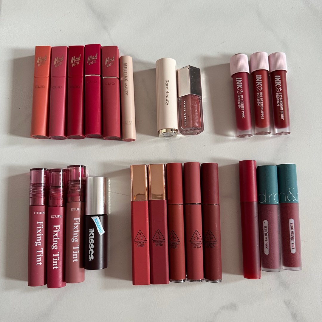 Clio/Peripera/3CE/Rom&nd/Etude House/Rare Beauty/Fenty Beauty lipsticks ...