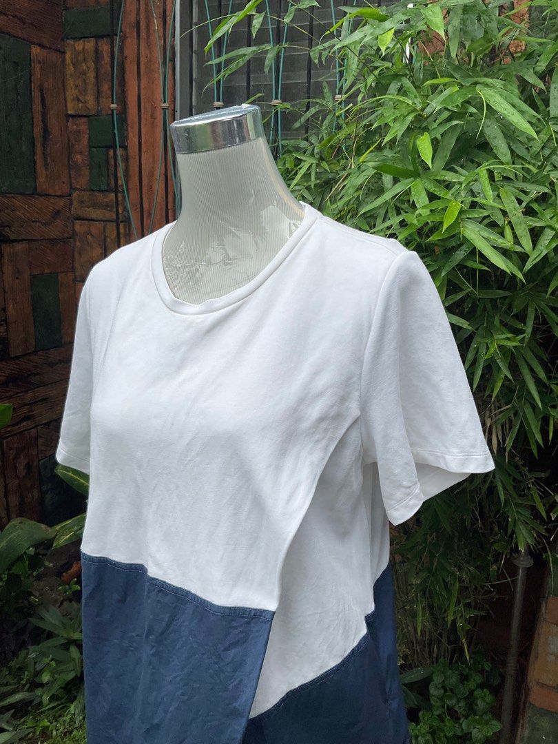 COS Asymmetrical White/ Navy Blue Dress MADE IN TURKEY cos of Sweden ...